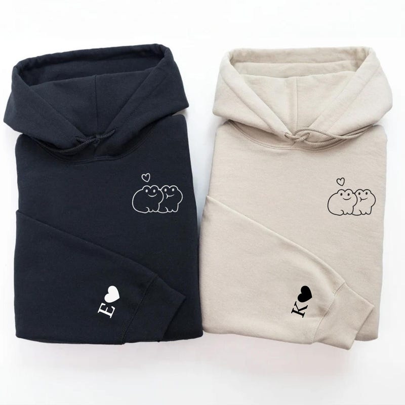 Frog Embroidered Couple Sweatshirt - Etsy