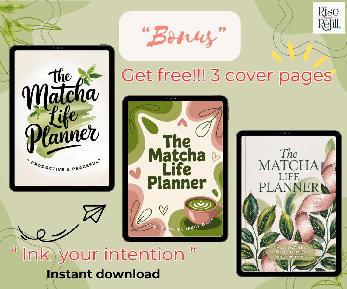 Aesthetic Digital Planner, Digital Planner for Matcha Lovers, Green Tea ...