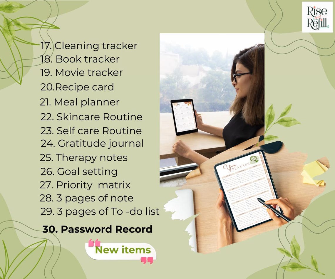 Aesthetic Digital Planner, Digital Planner for Matcha Lovers, Green Tea ...
