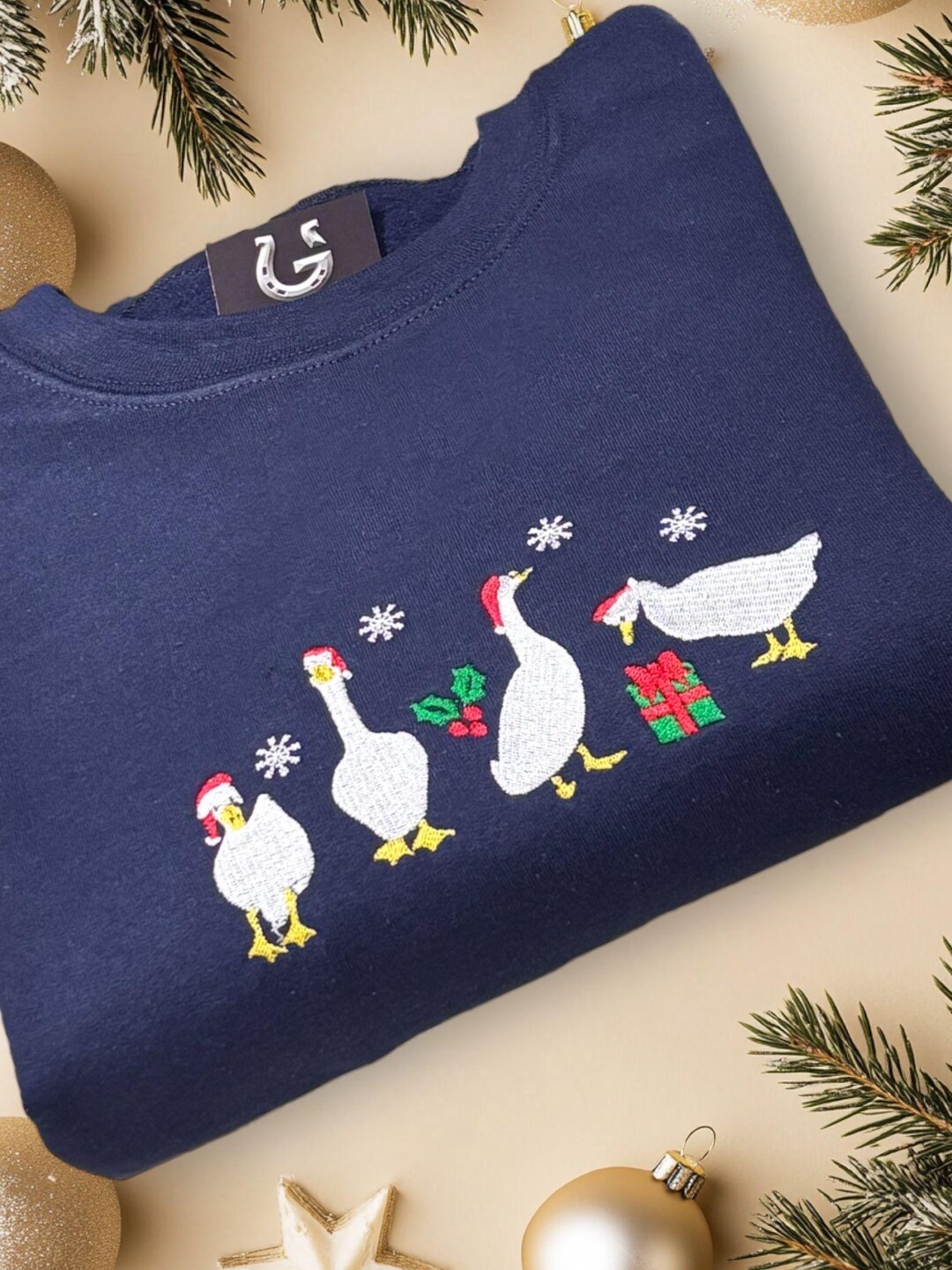Embroidered Christmas Geese/funny Goose Sweatshirt or Hoodie. - Etsy