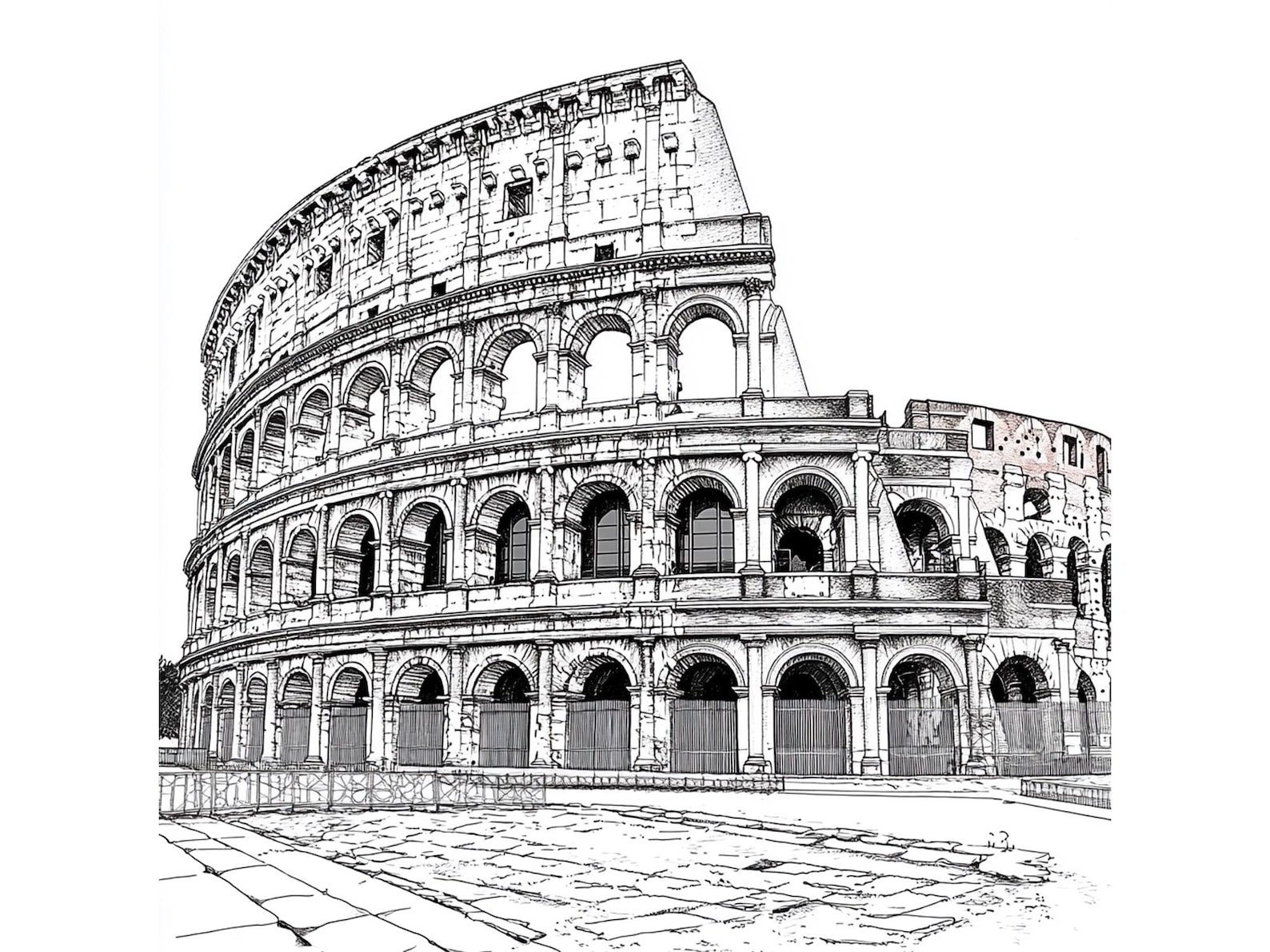 Watercolor Rome Italy Printable Digital Art. Colosseum Sketch Painting ...