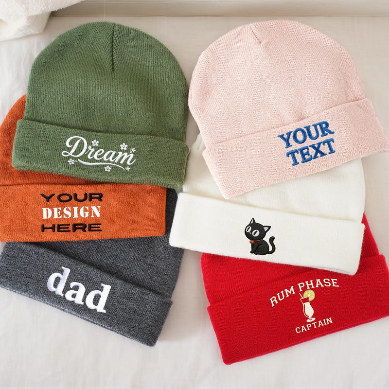 Mens Custom Logo Knit Hat - Etsy