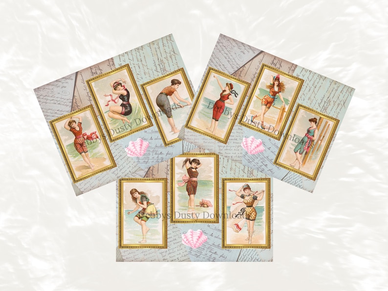 Victorian Bathing Beauties Printable | Vintage Ephemera Pages Set 4 ...