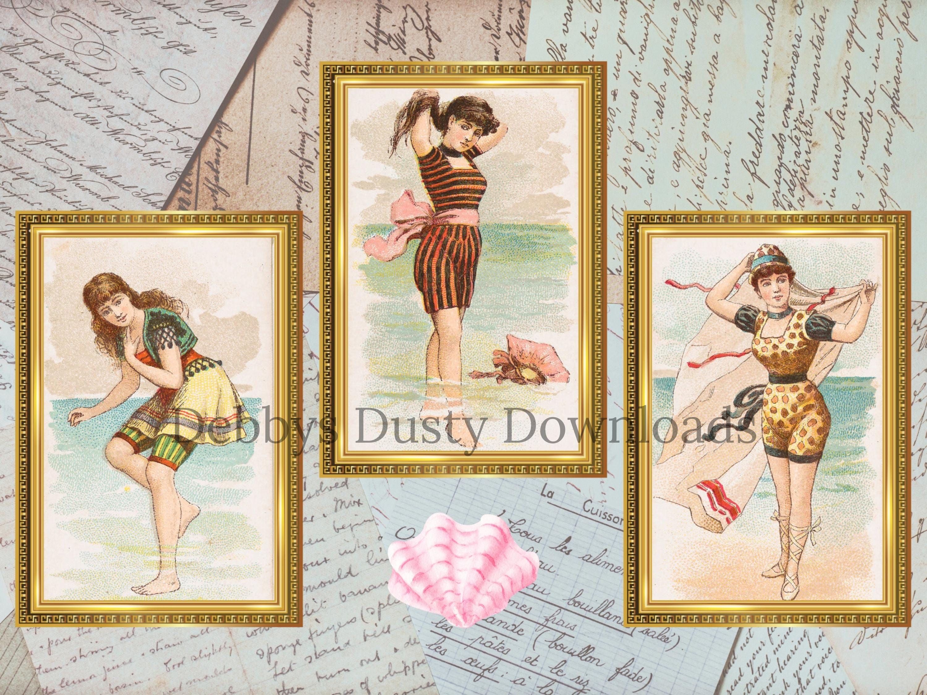 Victorian Bathing Beauties Printable | Vintage Ephemera Pages Set 4 ...