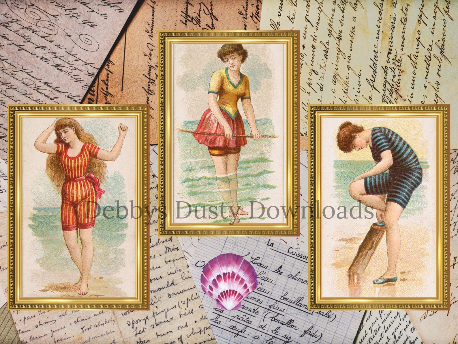 Victorian Bathing Beauties Printable | Vintage Ephemera Collage ...