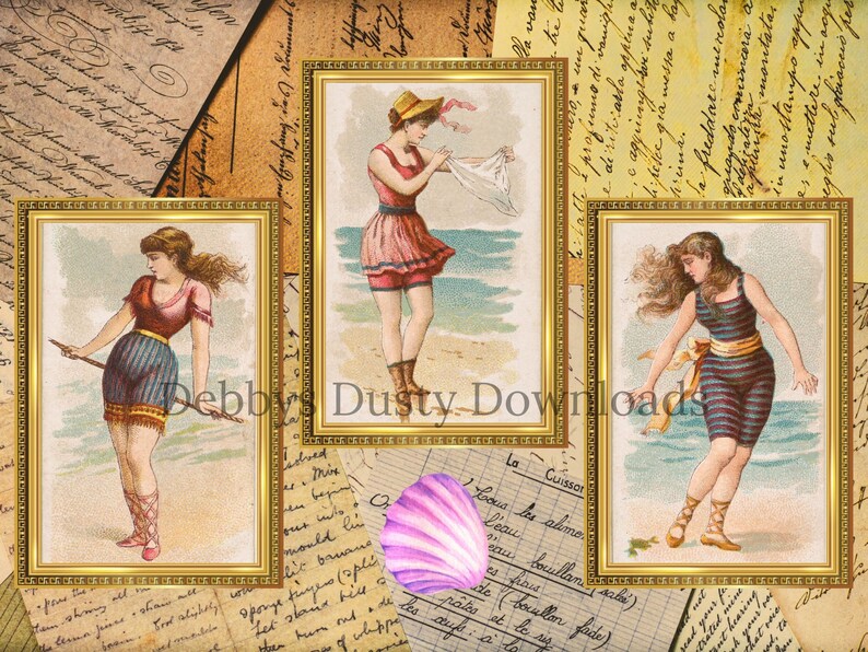 Victorian Bathing Beauties Printable | Vintage Ephemera Pages Set 6 ...