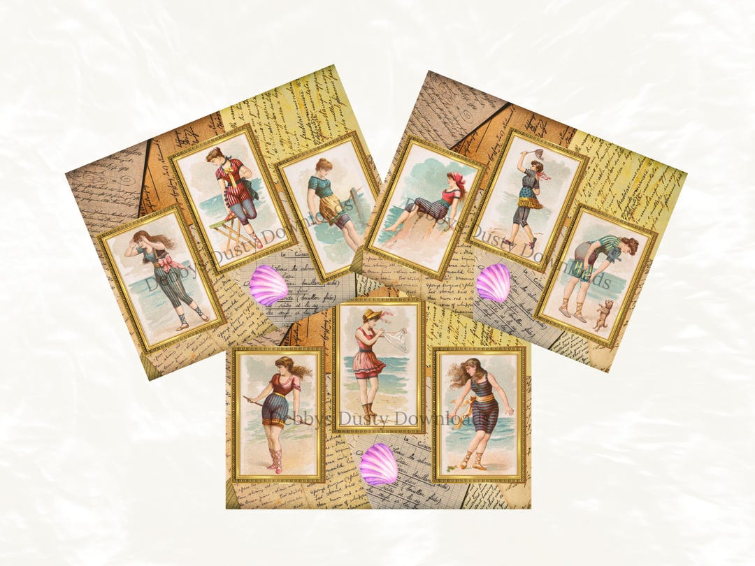 Victorian Bathing Beauties Printable | Vintage Ephemera Pages Set 6 ...