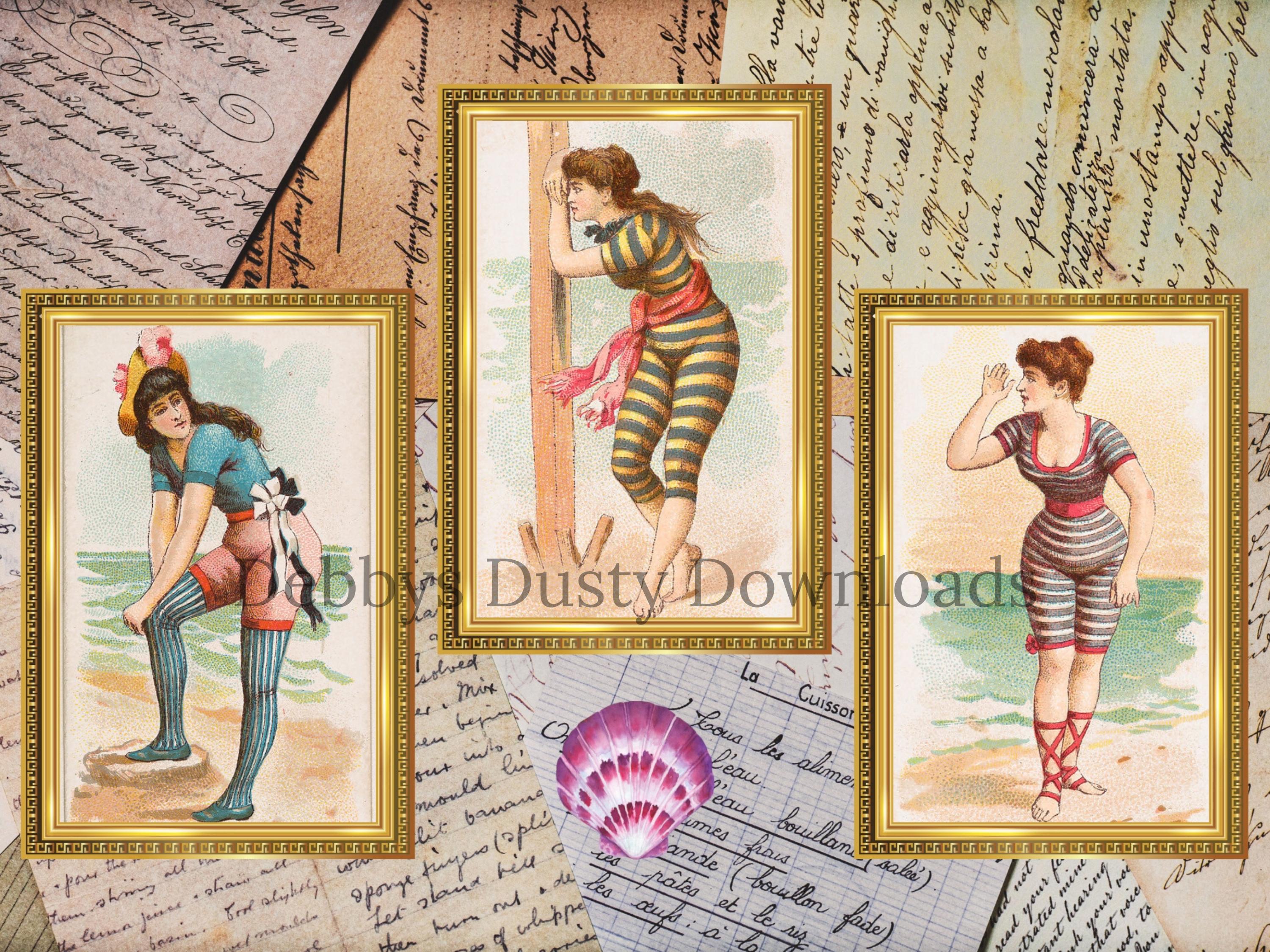 Victorian Bathing Beauties Printable | Vintage Ephemera Collage ...