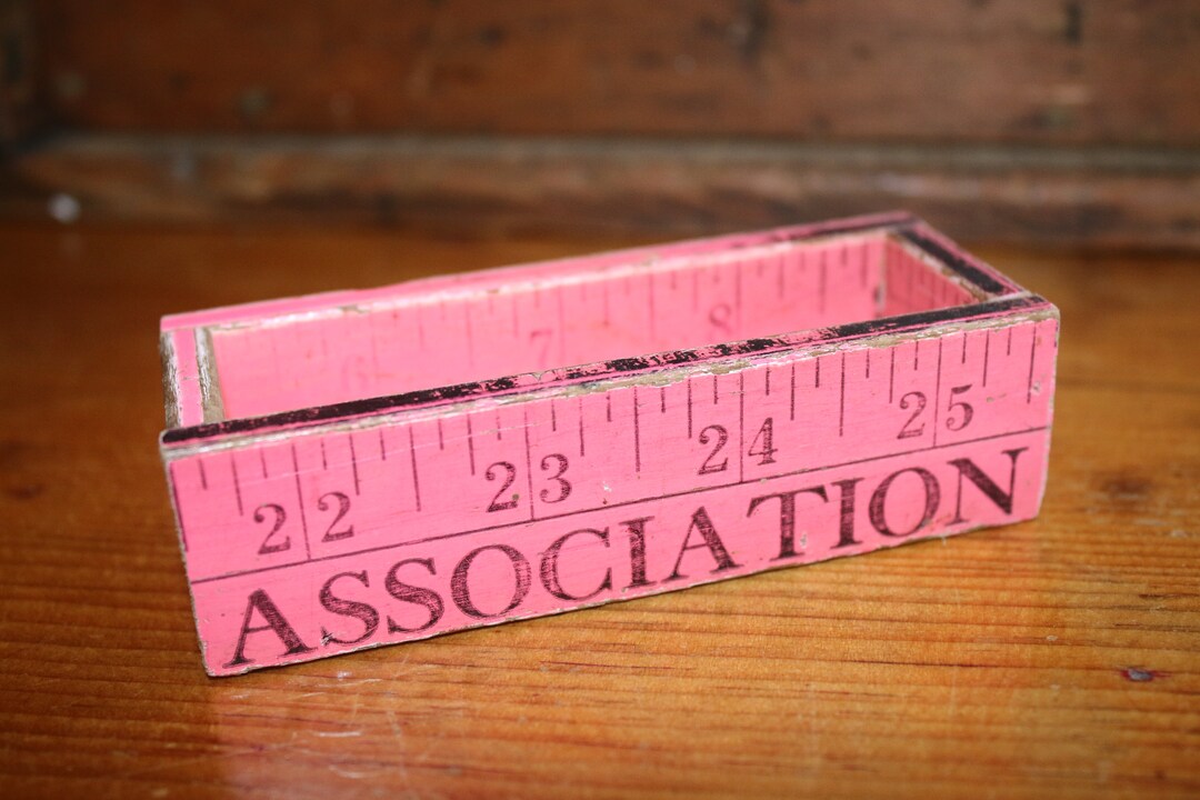 Vintage Yardstick Box Pink Ruler Handmade Business Card Holder - Etsy
