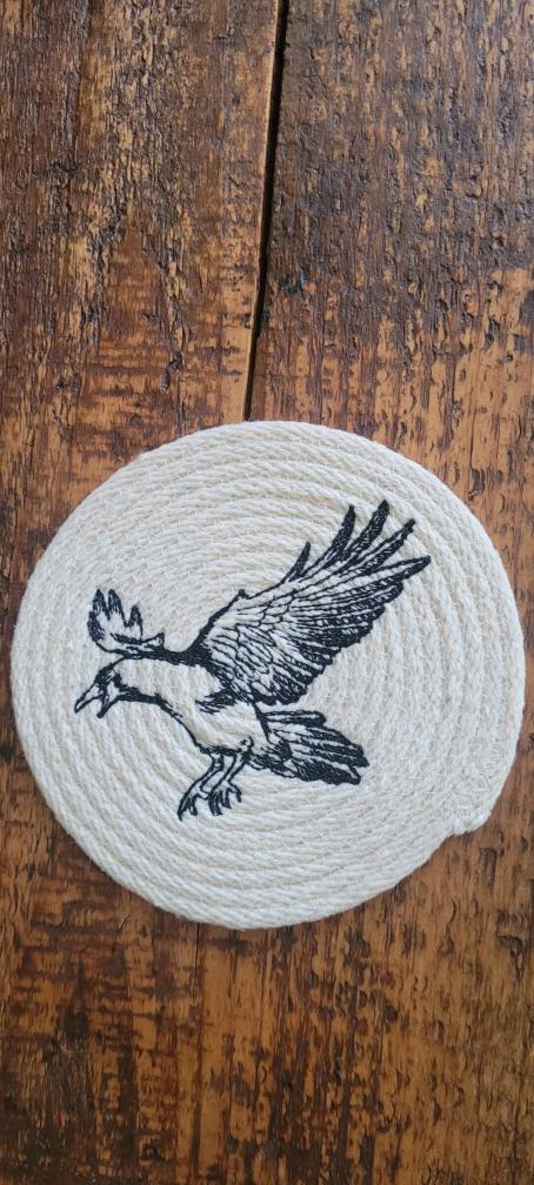 Crow Mug Rug Coaster FREE Shipping Handmade With Cotton Rope - Etsy