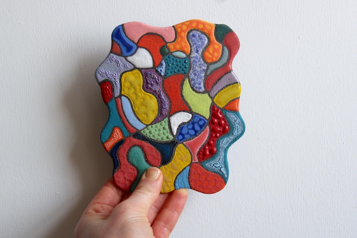 Ceramic Sculpture / Colorful Abstract Relief Sculpture / Ceramic Wall ...