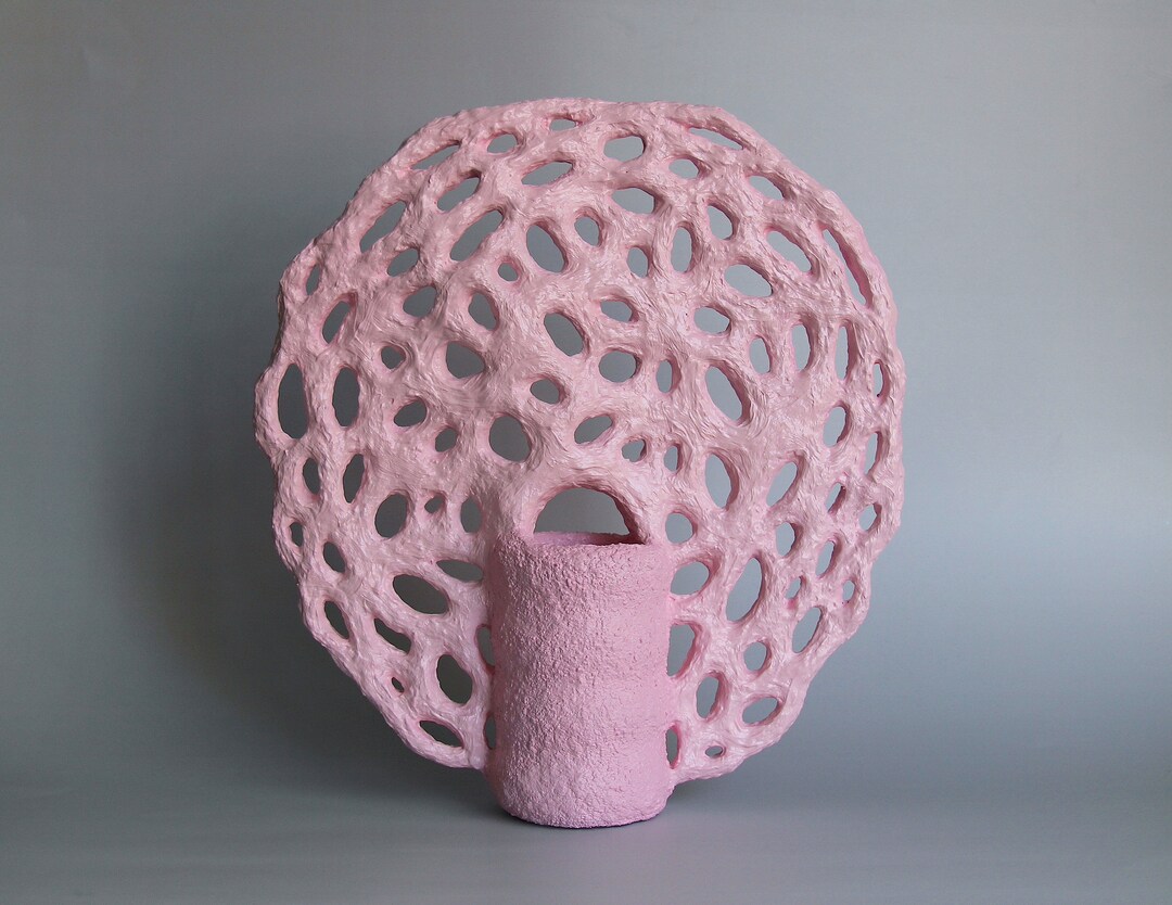 Sculptural Vase / Pink Paper Pulp Vessel / Sustainable Art / Sculptural ...