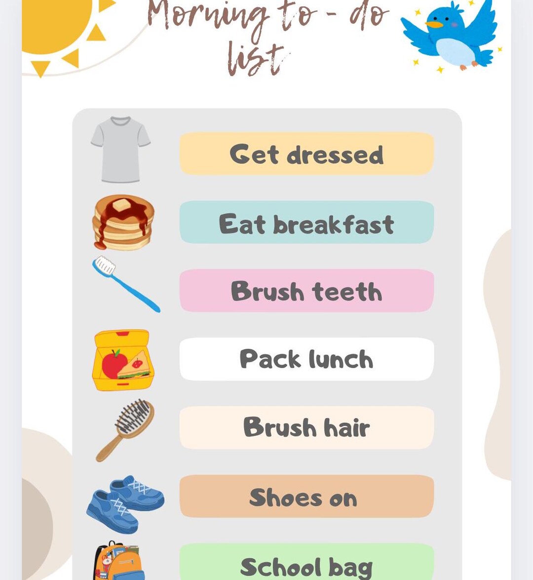 Kids Morning Routine Poster – Printable Daily Checklist for Children ...