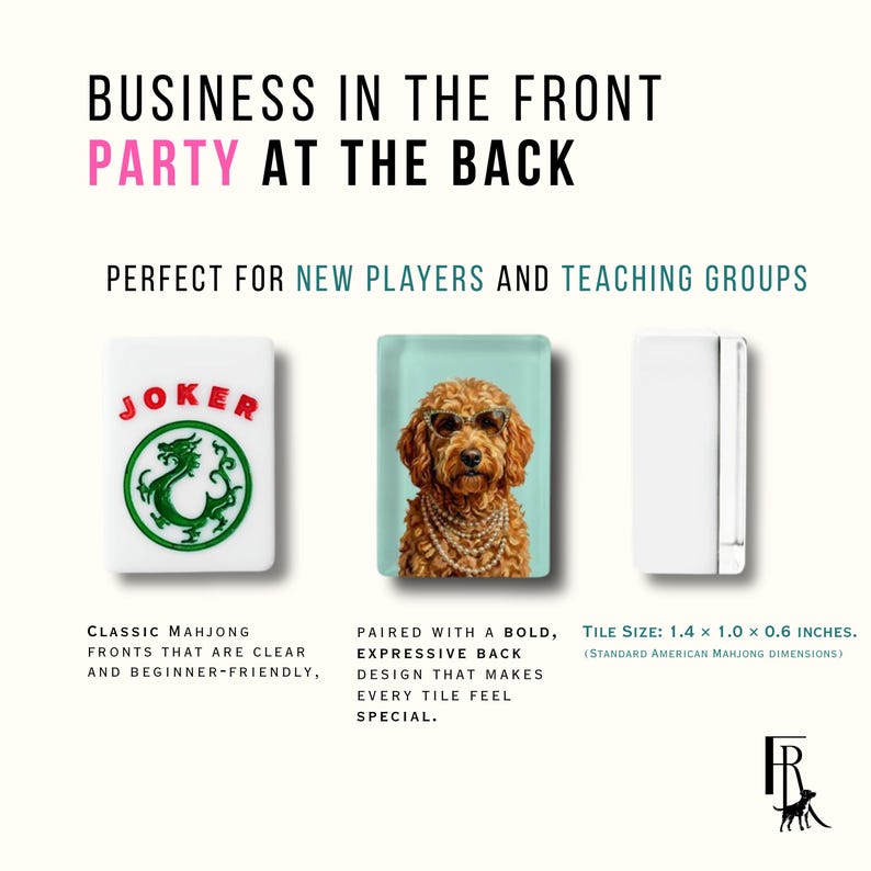 Dog Mahjong Tiles Set • Goldendoodle “memeia” • Traditional Fronts ...