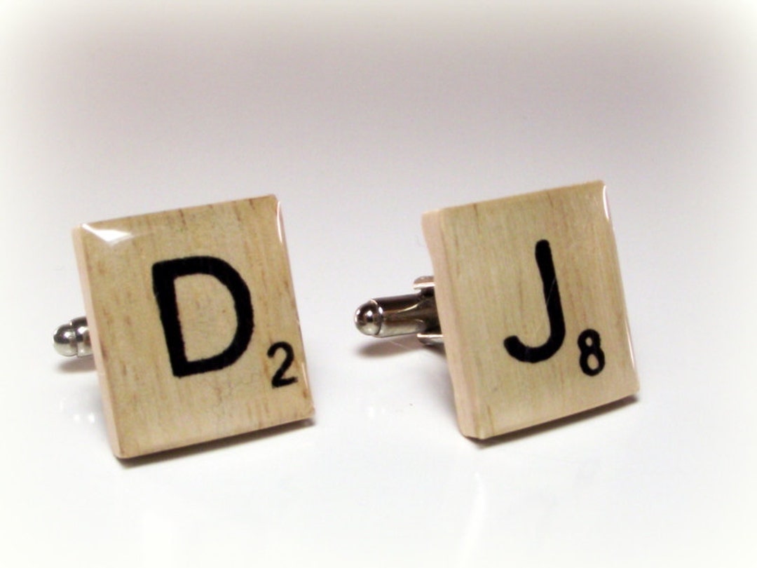 Wood Letter Tile Cuff Links pair Men's Personalized Letter Cuff Links ...