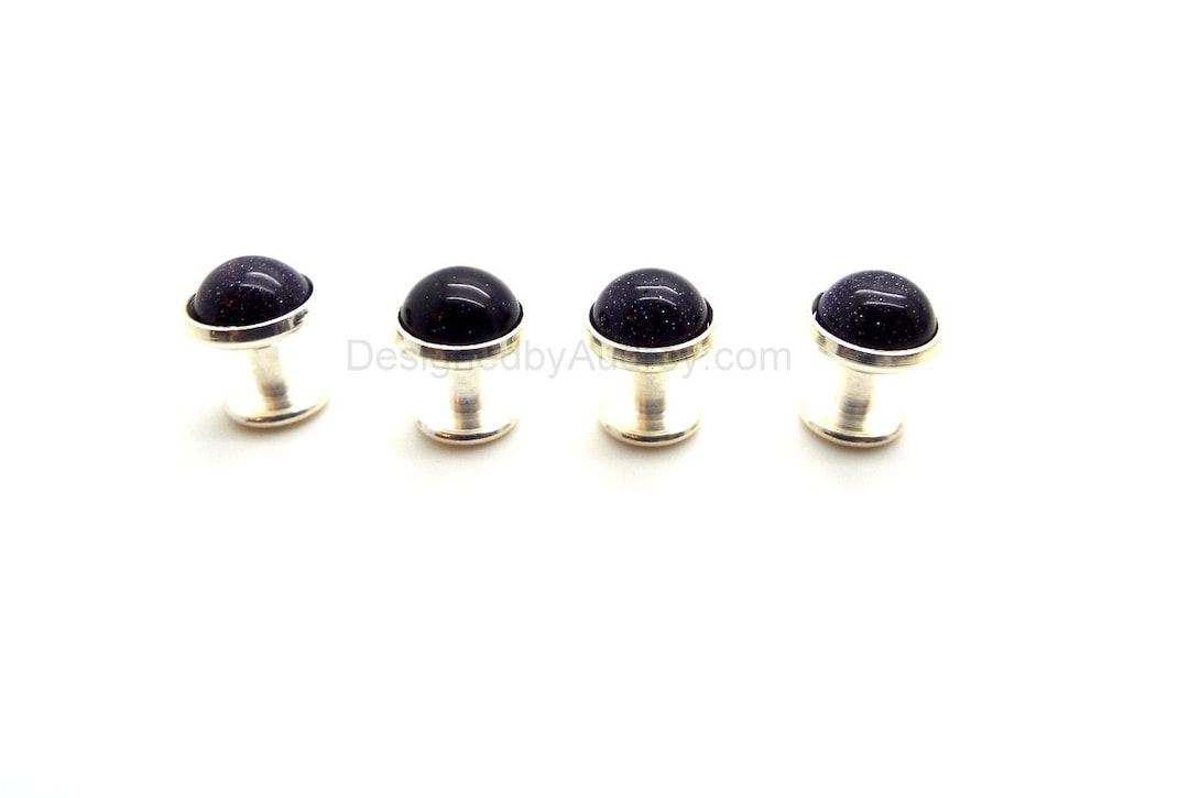 Blue Tuxedo Shirt Studs - A Clear Starry Night Round Blue Sandstone ...