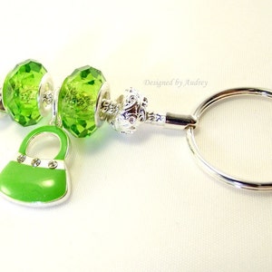 Green Key Chain Green Crystal Key Ring With Cute Green Handbag Charm - Etsy