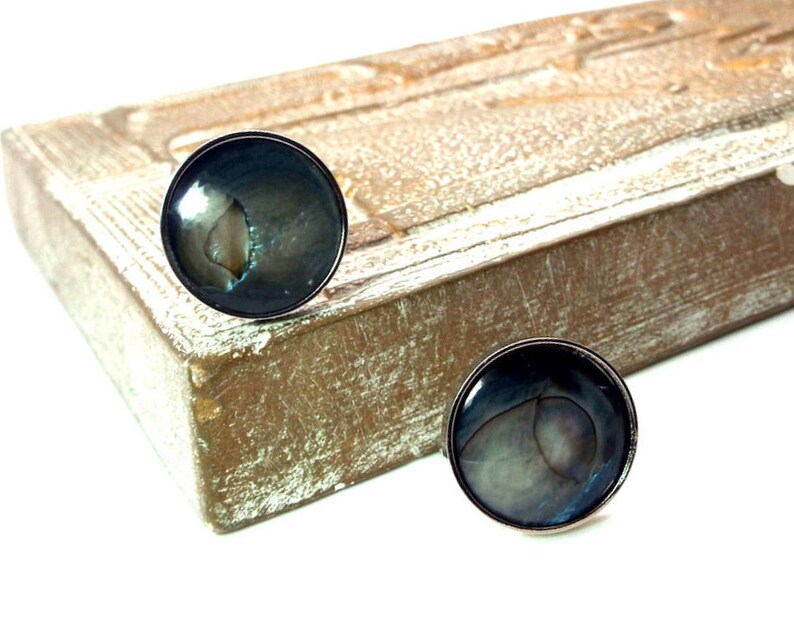 Blue Abalone Cufflinks – Steel Blue Abalone Cufflinks – Deep Blue ...