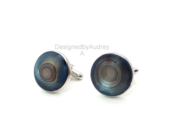 Blue Abalone Cufflinks – Steel Blue Abalone Cufflinks – Deep Blue ...
