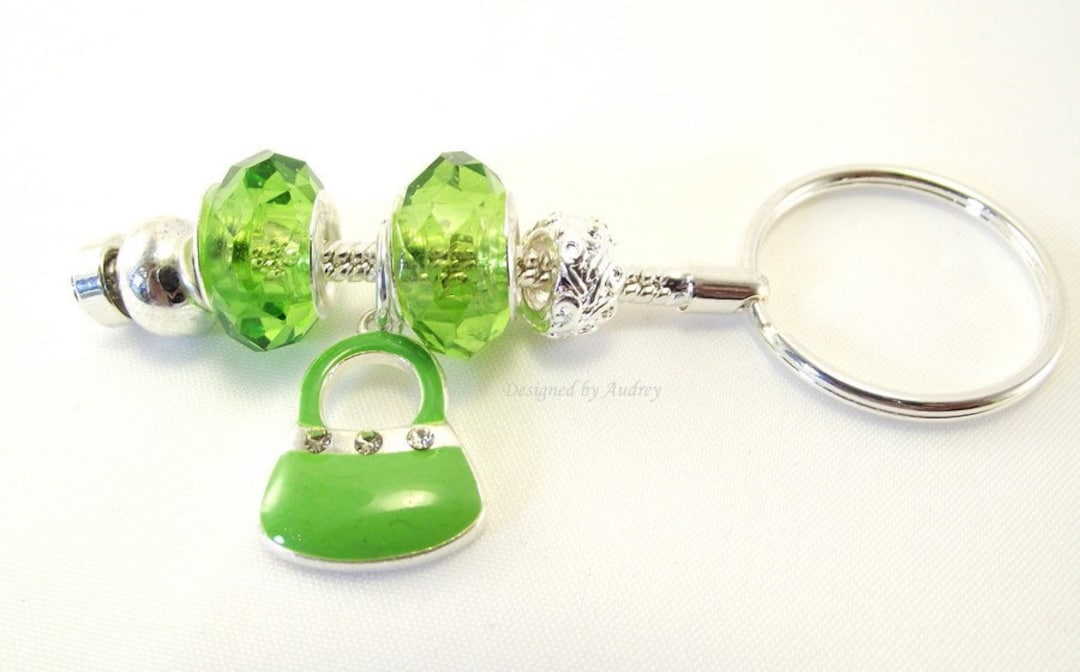 Green Key Chain Green Crystal Key Ring With Cute Green Handbag Charm - Etsy