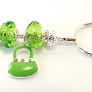 Green Key Chain Green Crystal Key Ring With Cute Green Handbag Charm - Etsy