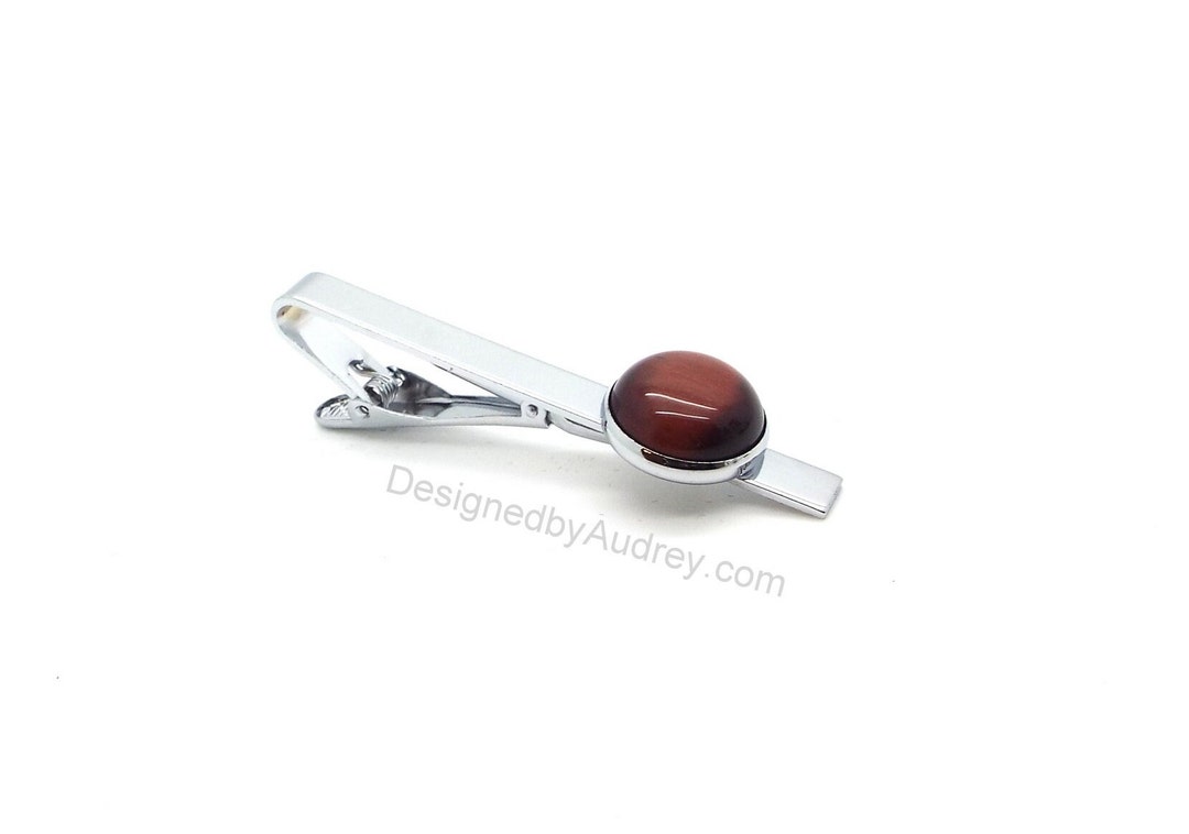Red Tie Clip - Red Tigers Eye Tie Clip - Black Cherry Red Tigers Eye ...