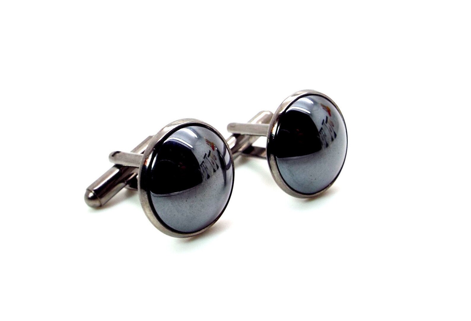 Hematite Cufflinks Hematite and Gunmetal Cufflinks Deep | Etsy