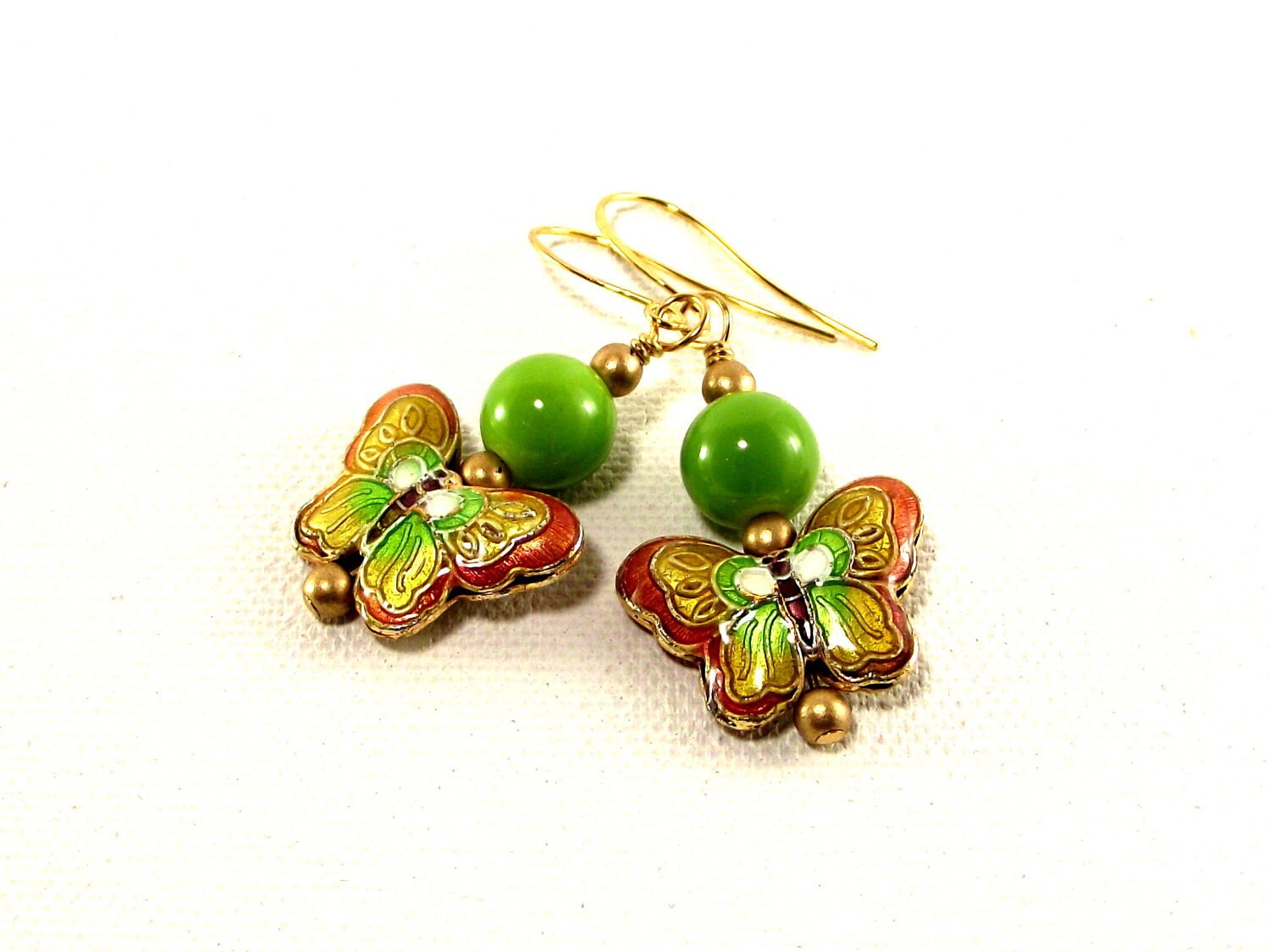 Green Necklace Set Butterfly Necklace Set Green Butterfly | Etsy