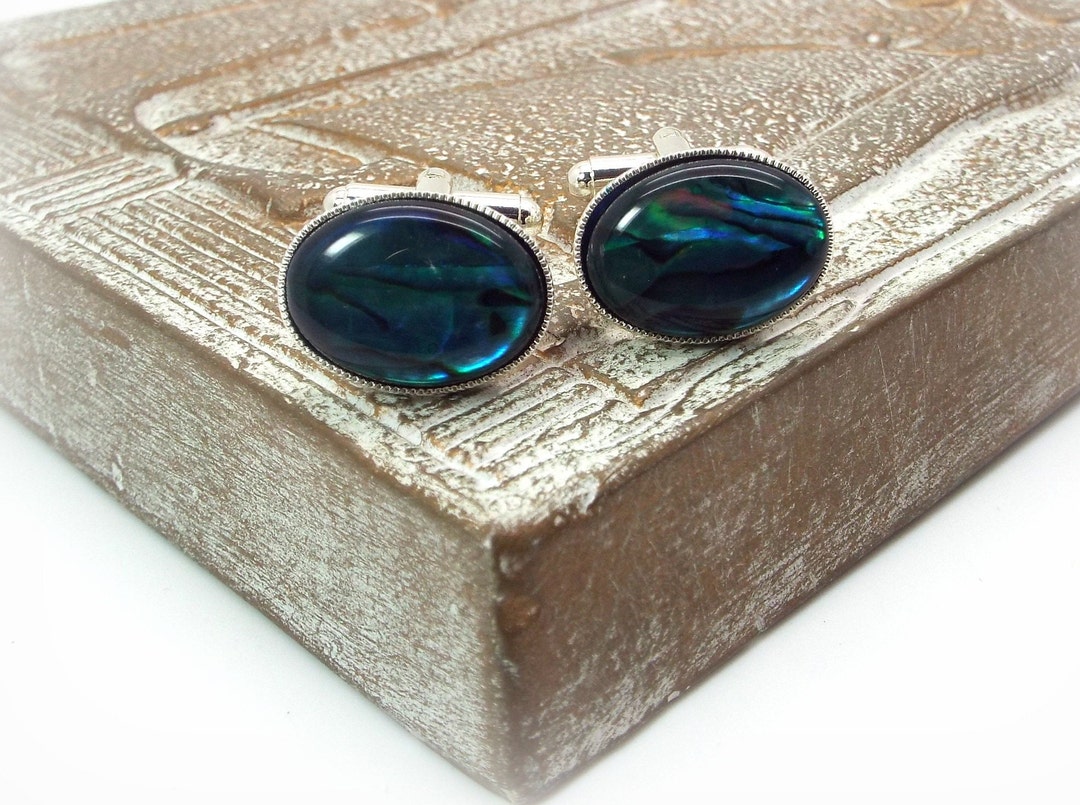 Blue Cufflinks - A Sea of Blue Cufflinks – Dark Blue Paua Shell ...