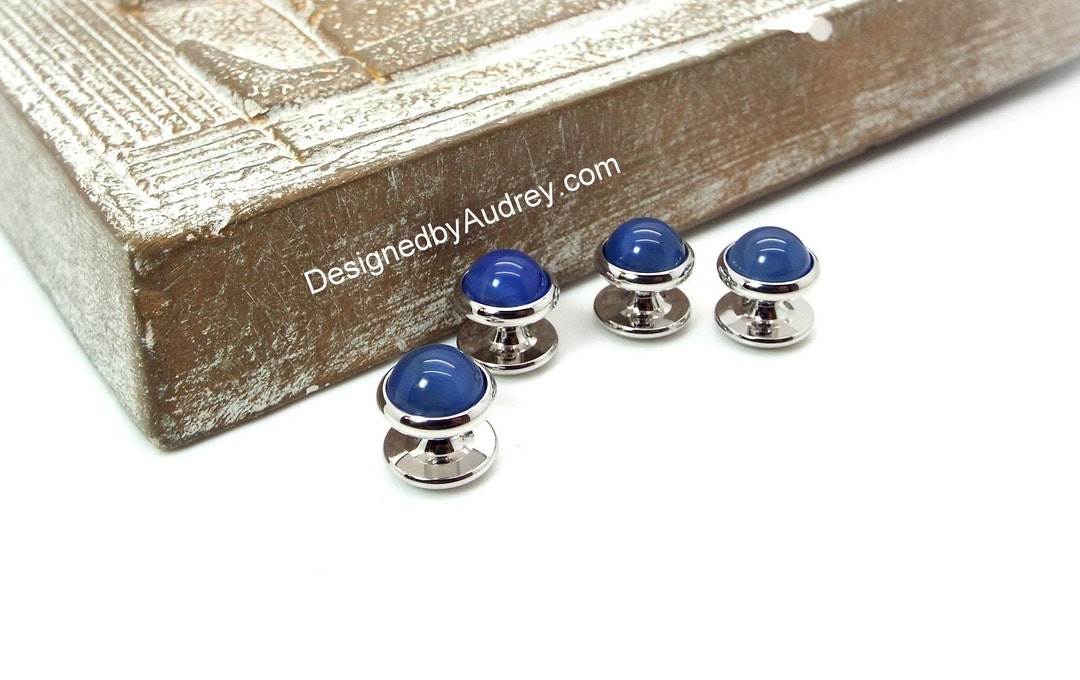 Blue Tuxedo Shirt Studs – Blue Onyx Tuxedo Shirt Studs – 8mm Blue Onyx ...
