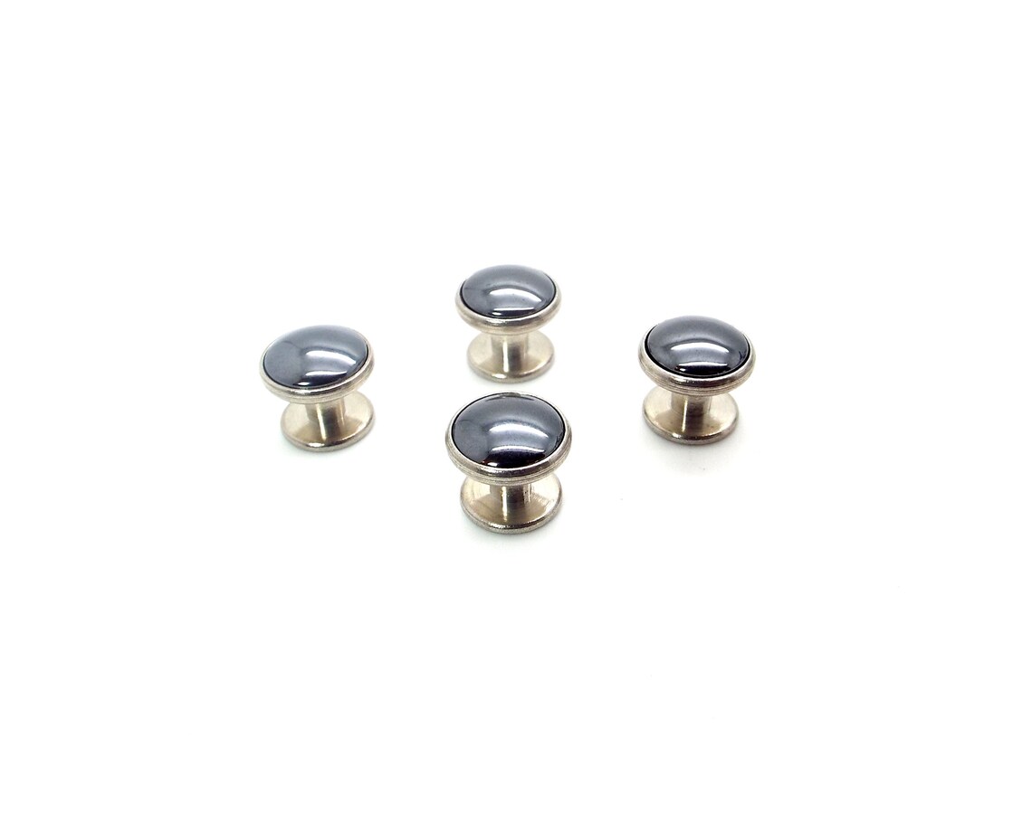 Hematite Tuxedo Stud Set Deep Gray Shirt Studs Hematite | Etsy