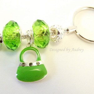 Green Key Chain Green Crystal Key Ring With Cute Green Handbag Charm - Etsy