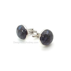 Llanite Cufflinks – Blue Cufflinks - Blue and Gray Cufflinks - Midnight ...