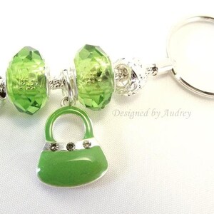 Green Key Chain - Green Crystal Key Ring With Cute Green Handbag Charm ...