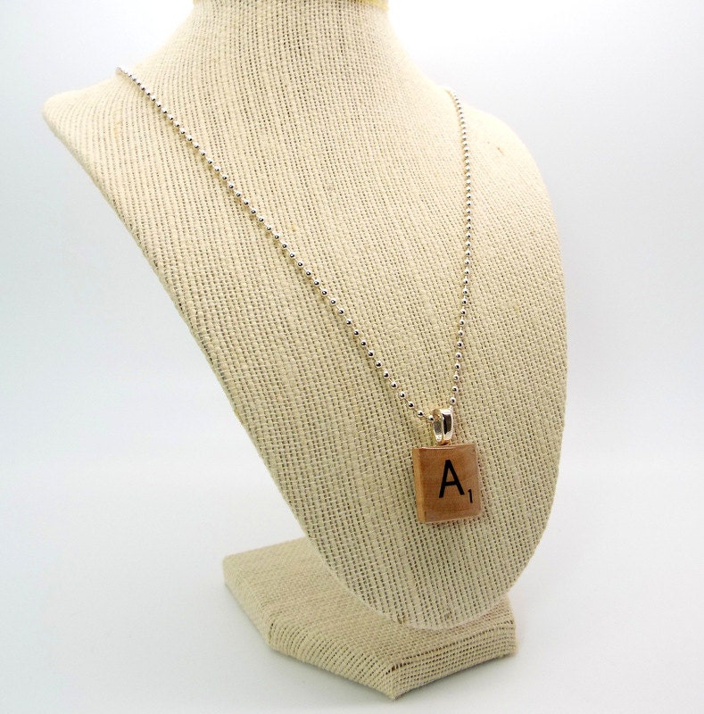Scrabble Tile Necklace - Personalized Jewelry - Letter of Your Choice ...