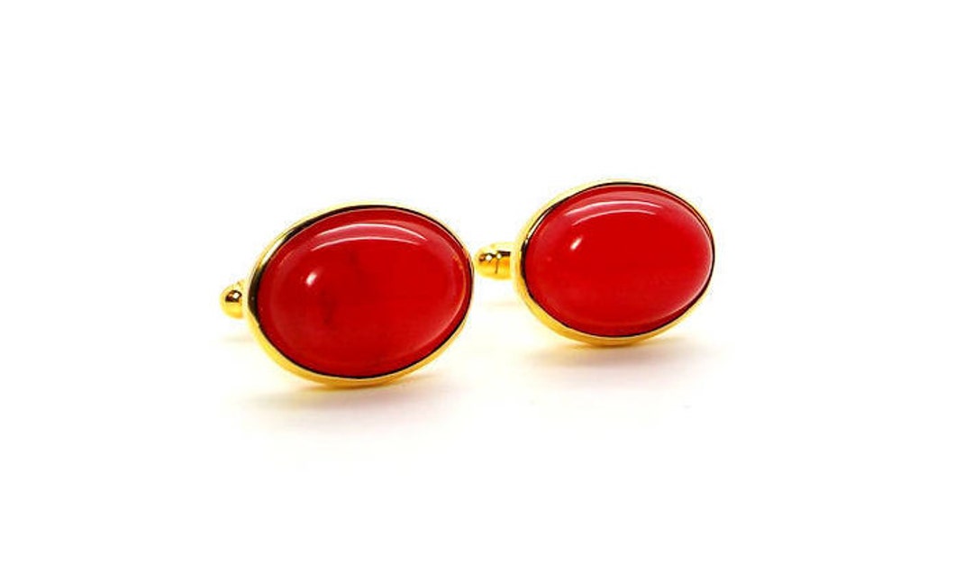 Red Cufflinks Red River Jade Cufflinks Red Jade Cufflinks Red Oval ...