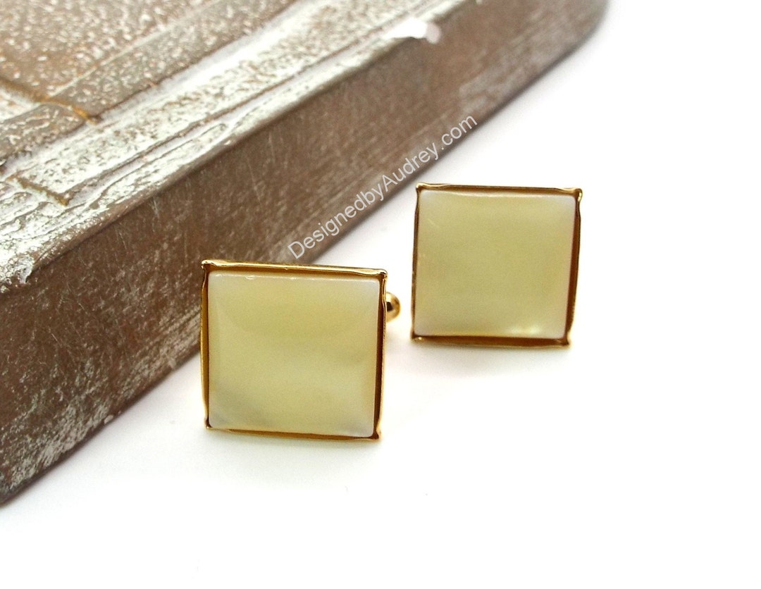 Yellow Pearl Cufflinks – Yellow Mother of Pearl Square Cufflinks ...