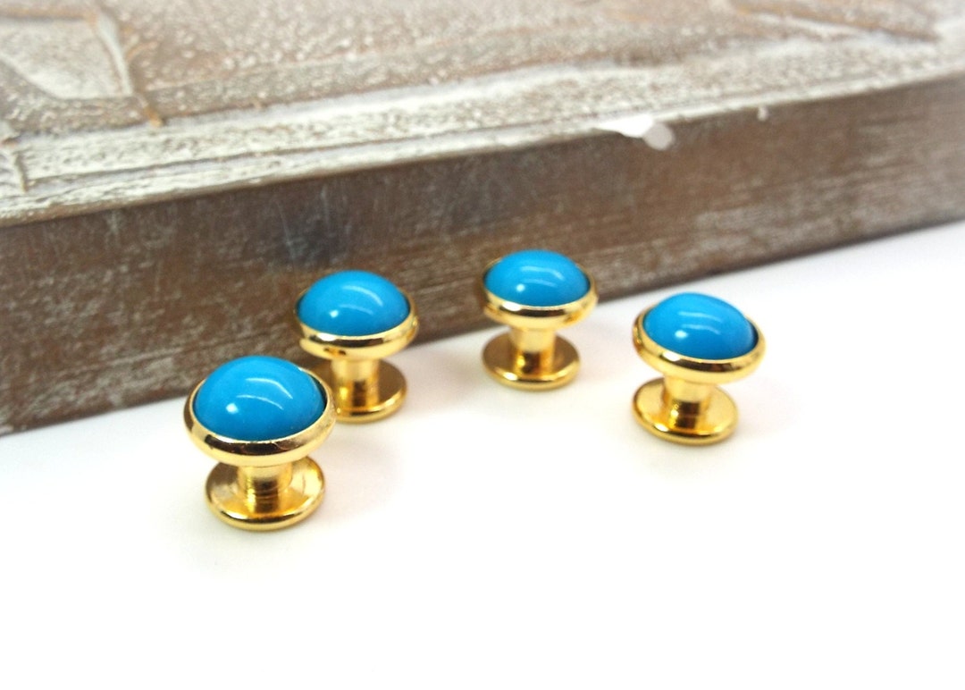 Blue Tuxedo Shirt Studs - Turquoise Blue Howlite Tuxedo Shirt Studs - Etsy