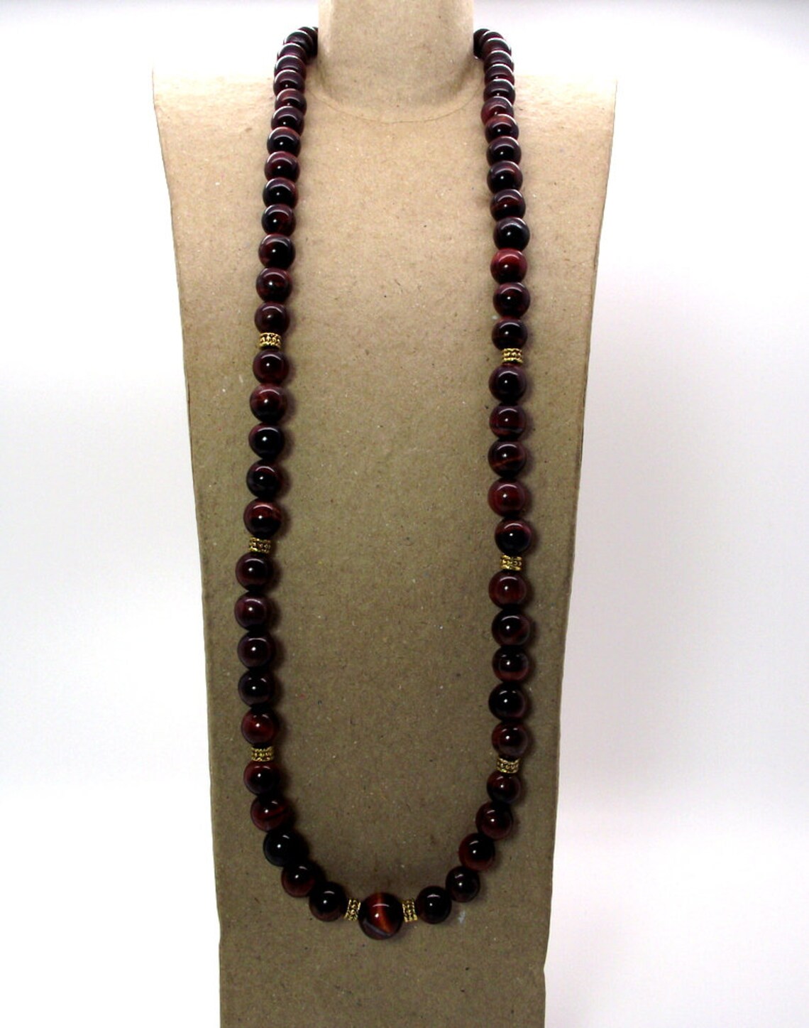 Red Men's Necklace - Men's Red Tiger's Eye Necklace - Raspberry Jubilee ...