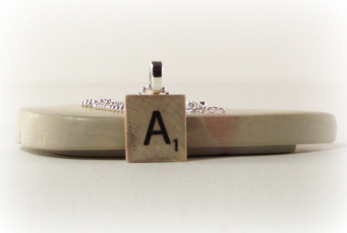 Scrabble Tile Necklace Wood Letter Tile Necklaces Initial | Etsy