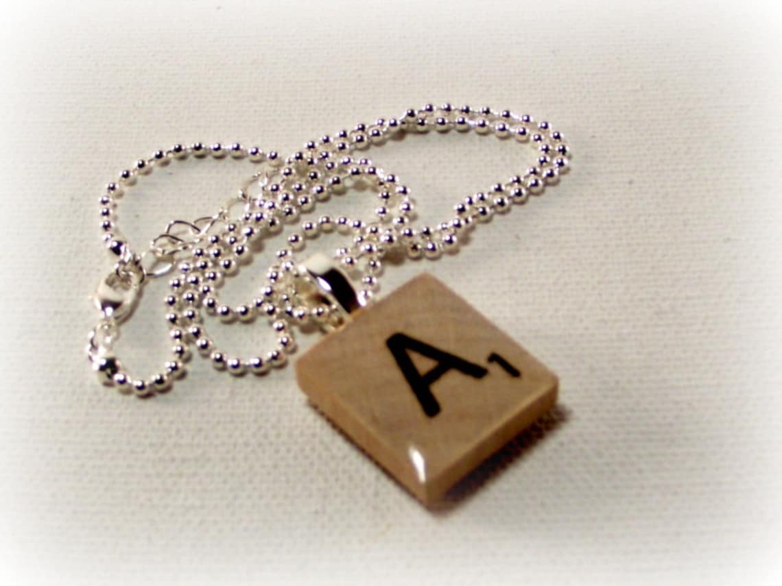 Scrabble Tile Necklace Wood Letter Tile Necklaces Initial - Etsy