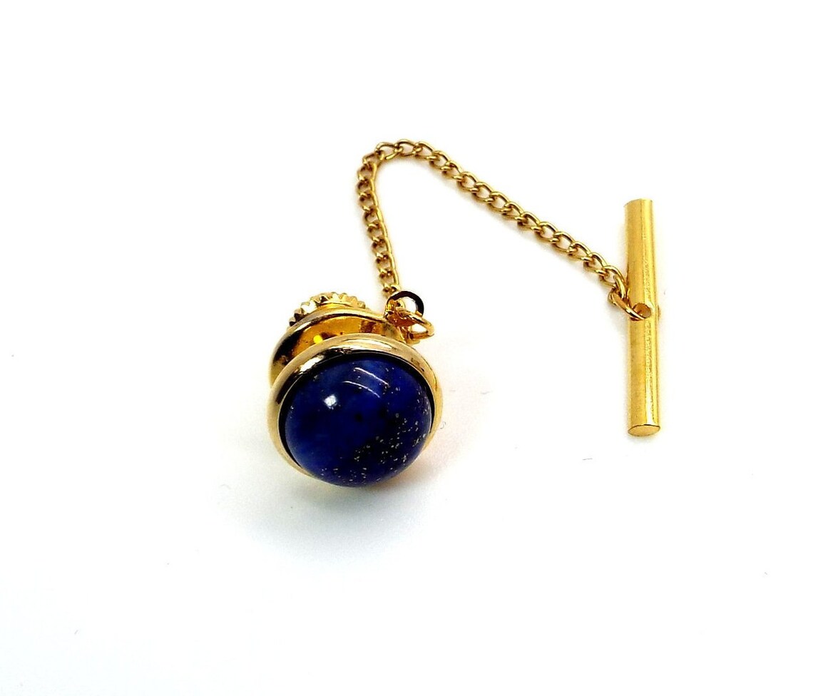 Blue Tie Tack With Chain True Blue Tie Tac II Lapis Lazuli | Etsy