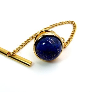 Blue Tie Tack With Chain - True Blue Tie Tac II– Lapis Lazuli Tie Tac ...