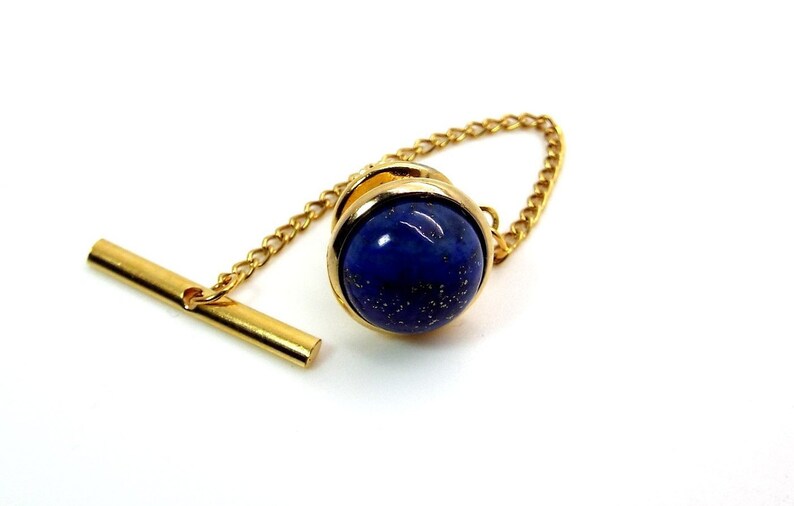 Blue Tie Tack With Chain True Blue Tie Tac II Lapis Lazuli | Etsy