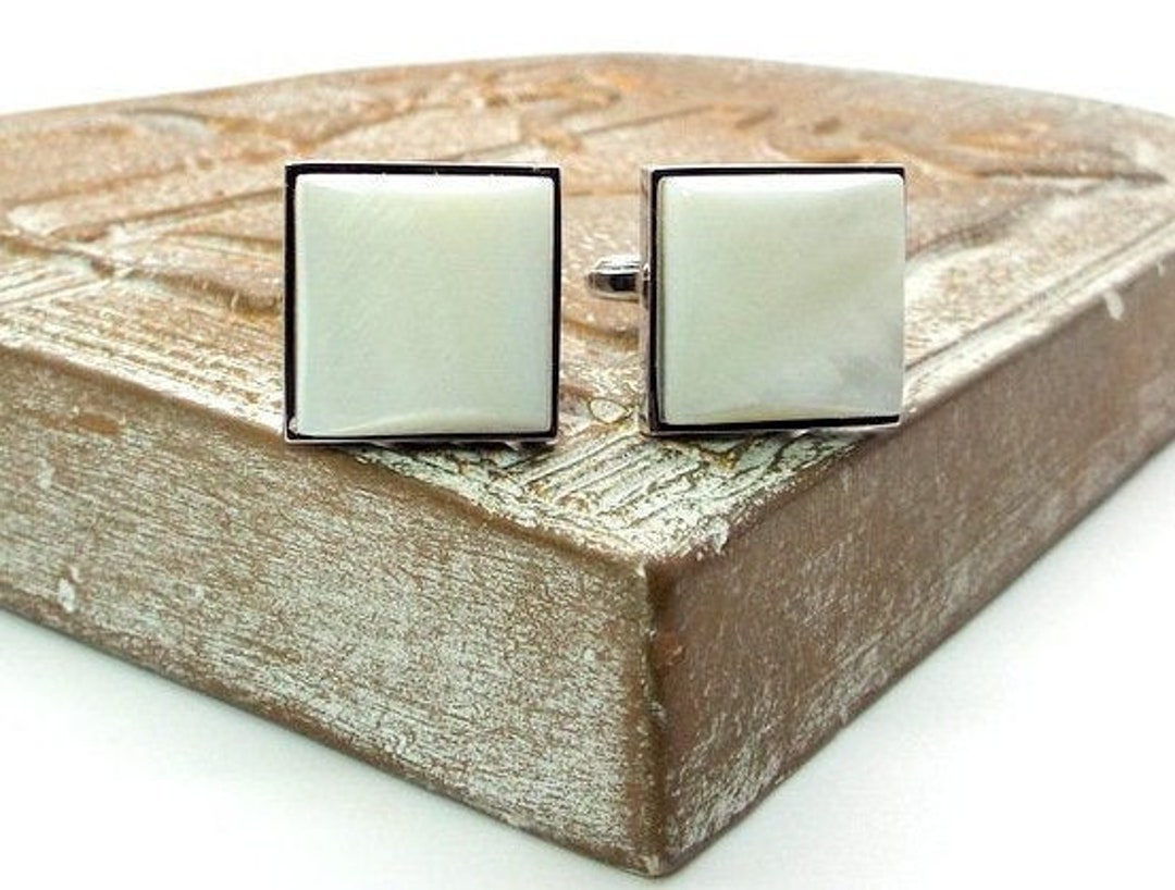 White Pearl Cufflinks - Be Square White Mother of Pearl Cufflinks IV ...