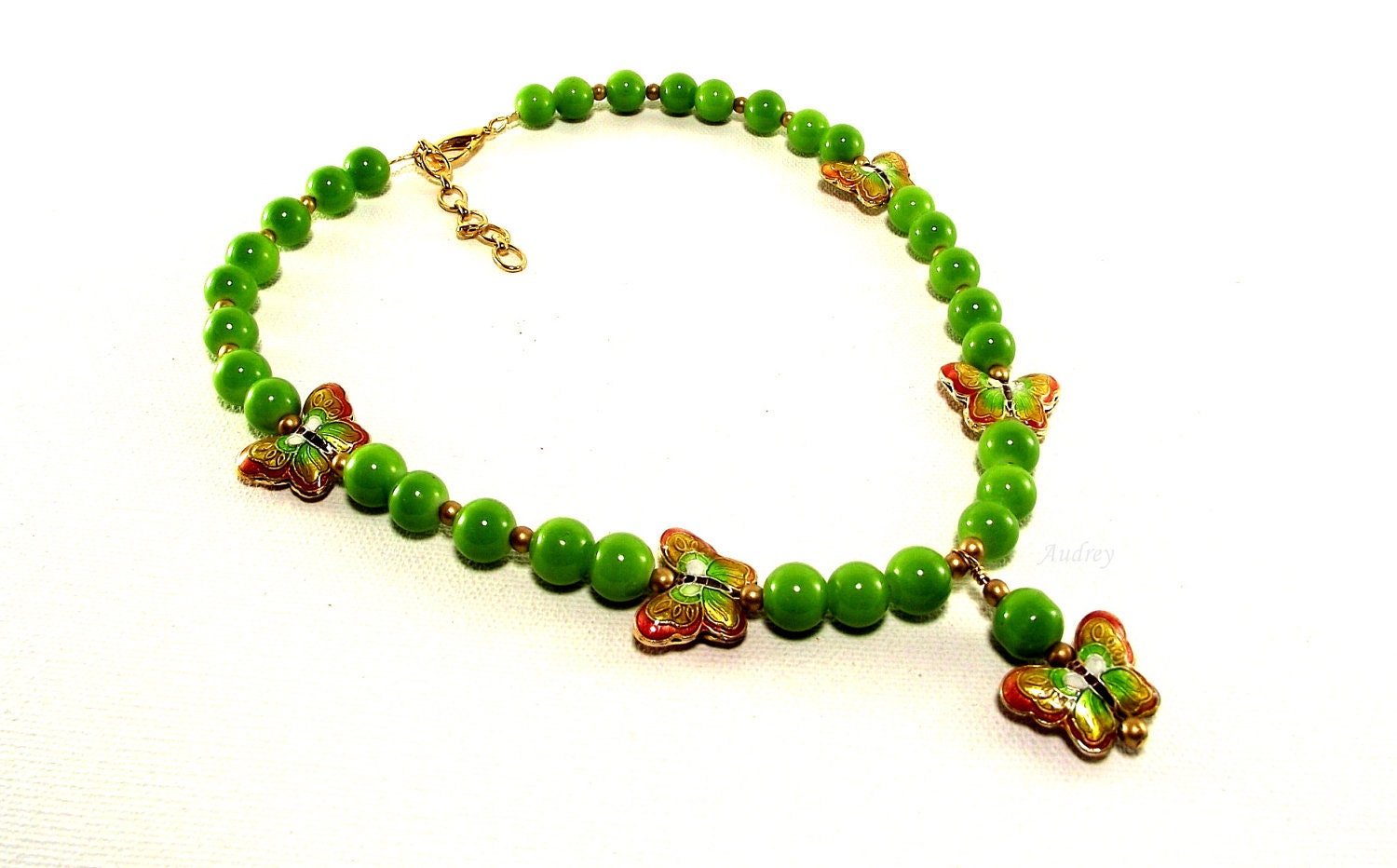 Green Necklace Set Butterfly Necklace Set Green Butterfly | Etsy