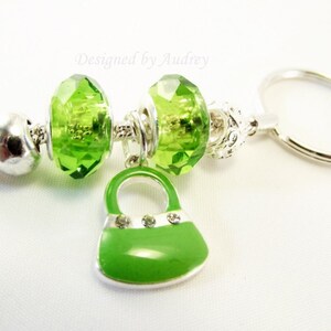 Green Key Chain Green Crystal Key Ring With Cute Green Handbag Charm - Etsy