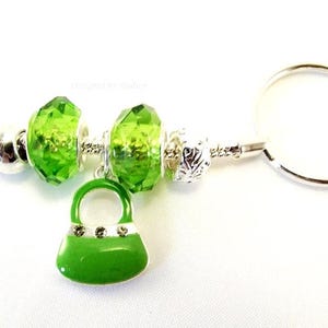 Green Key Chain - Green Crystal Key Ring With Cute Green Handbag Charm ...