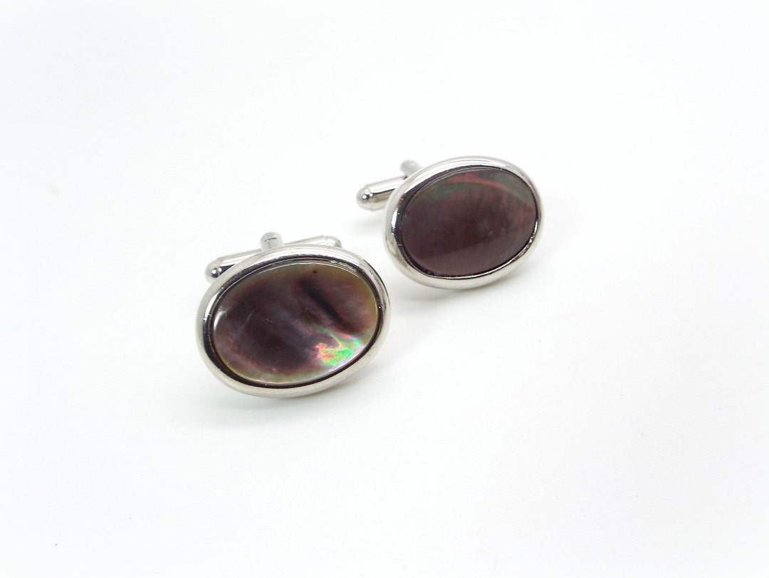 Black Cufflinks - Black Mother of Pearl Oval Cufflinks IV – Black ...