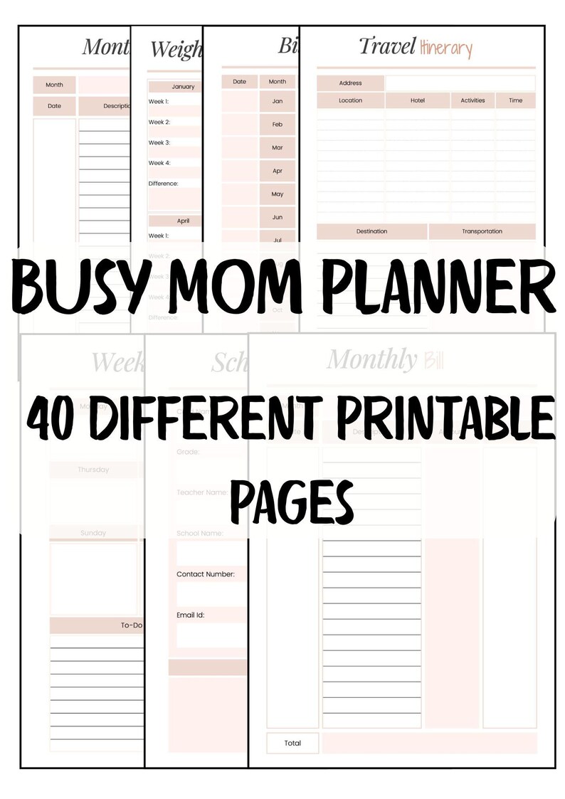 Cute Pink Mom Planner Printable Download - Etsy
